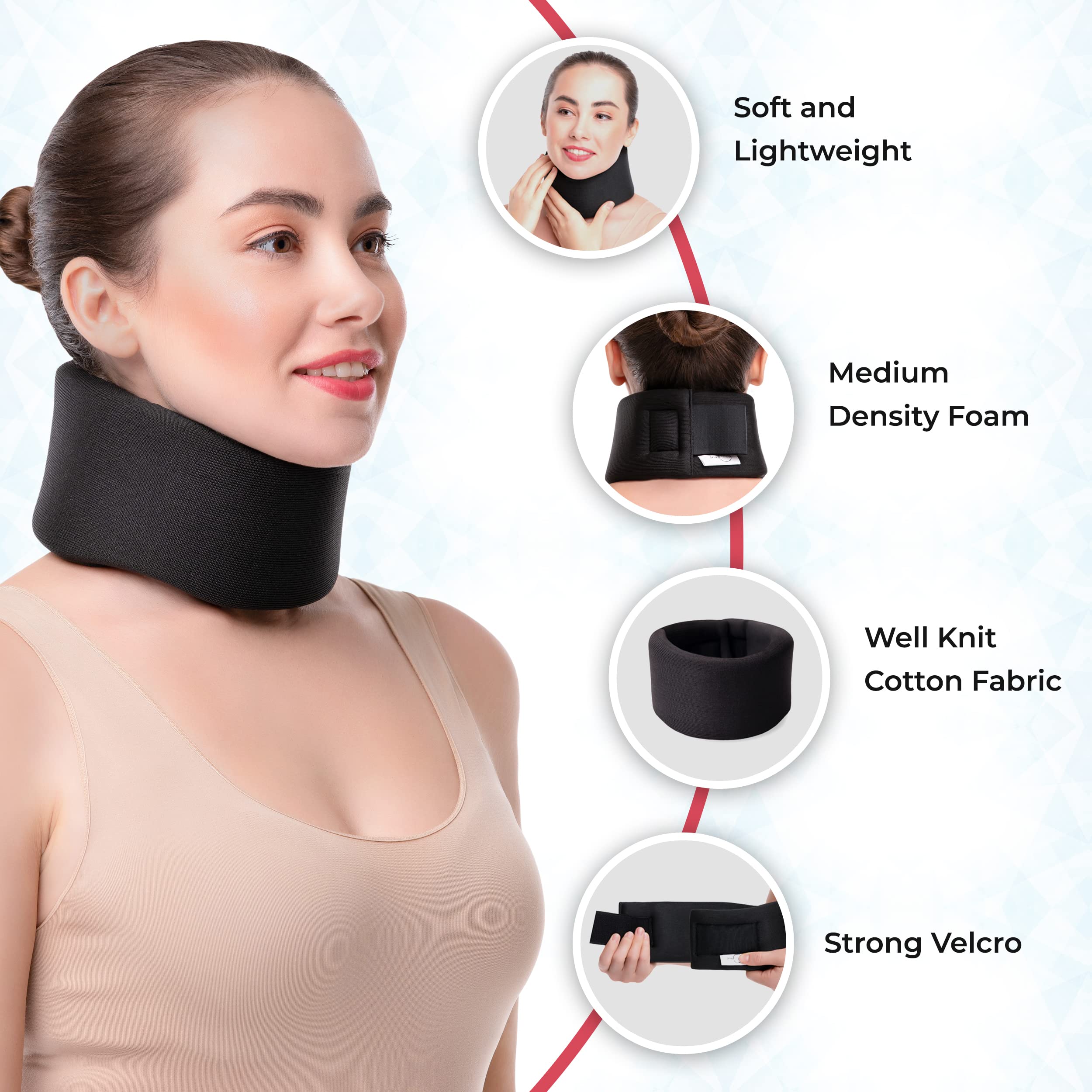 SNUG360 Neck Brace - 3.5 inch Soft Foam Cervical Collar for Men & Women, Relieves Neck Pain & Spine Pressure Due to Whiplash or Injury, Ideal Support for Sleeping (Small, Black)