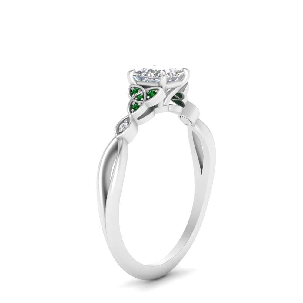 55Carat Celtic Knot Split Diamond Ring 925 sterling silver Created Princess Princess shape Green color Petite Engagement Rings pave Setting in Size 10 Party Wear Daily Wear Ornament