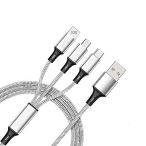 pro usb 3in1 multi cable compatible with asus zenfone 2 laser data universal extra strength for fast quick charging speeds! (silver)