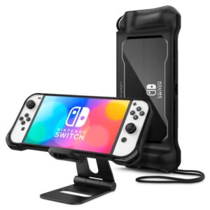 spigen rugged armor & s311 stand designed for nintendo switch oled model (2021)