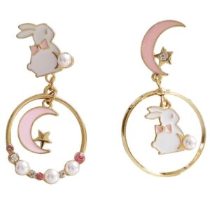 kawaii earrings aesthetic earrings bunny earring cool earrings kawaii jewelry cute earrings aesthetic preppy earrings cottagecore earrings pastel jewelry dangle pearl earrings