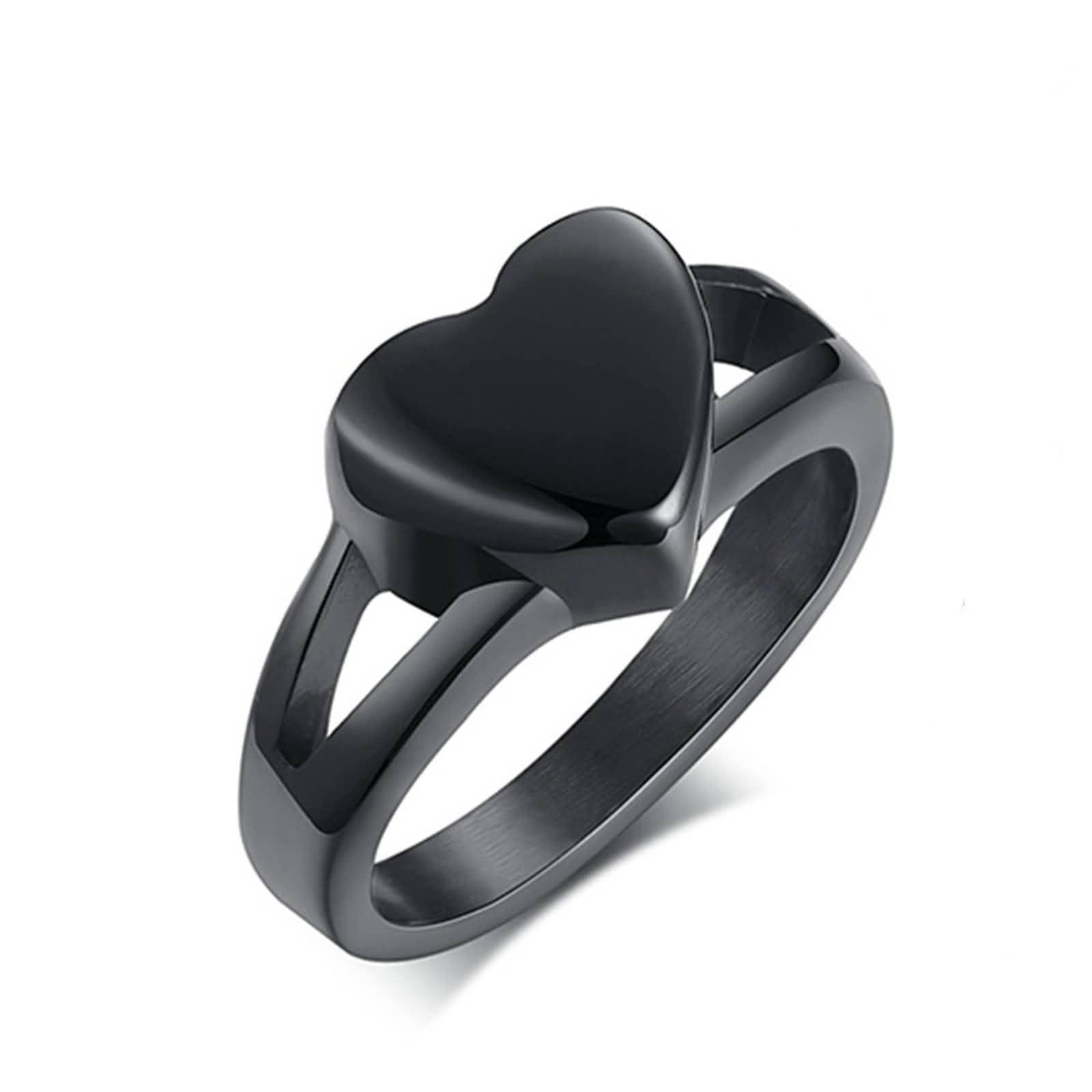 Urn Rings for Ashes for Women, Cremation Jewelry Urn Ring for Ashes, Keepsake Memorial Jewelry Hold Loved Ones Ashes Promise Rings Stainless Steel Black Size 6