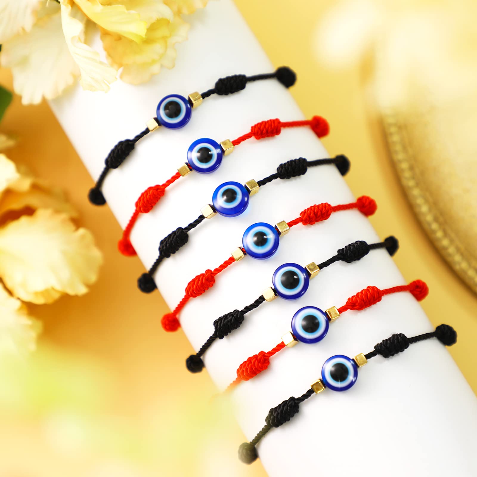 32 Pieces Evil Eye Bracelets Adjustable Evil Eye String Knot Bracelet Good Luck Amulet Bangle Braided Rope Bracelet Evil Eye Charm Strand Bracelet for Women Men(Red, Black, Blue)