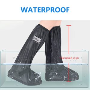 SooGree Waterproof Rain Shoe Covers Men Reusable Foldable Rain Snow Boot Shoe Covers with Reflector Non Slip Shoe Protector for Raining Day,Cycling,Gardening,Fishing,Hiking, Farming (Black, Small)