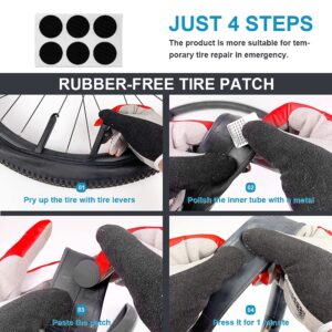 Exppsaf Bike Inner Tire Patch Repair Kit - with 15 PCS Vulcanizing Patches, 6 PCS Pre Glued Patchs, Portable Storage Box, Metal Rasp and Lever - Also for MTB BMX Road Mountain Bicycle Travel