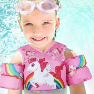 REALIKE Kids Swim Vest for Toddler Floaties Swimming Aids with Shoulder Harness Arm Wings for Children/Infant/Baby,Sea Beach/Pool/Lake, Suitable for 28-70lbs Boys/Girls