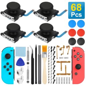 eeekit joystick replacement for joycon, 3d analog thumb stick repair kit for switch, switch lite, switch oled, 68pcs