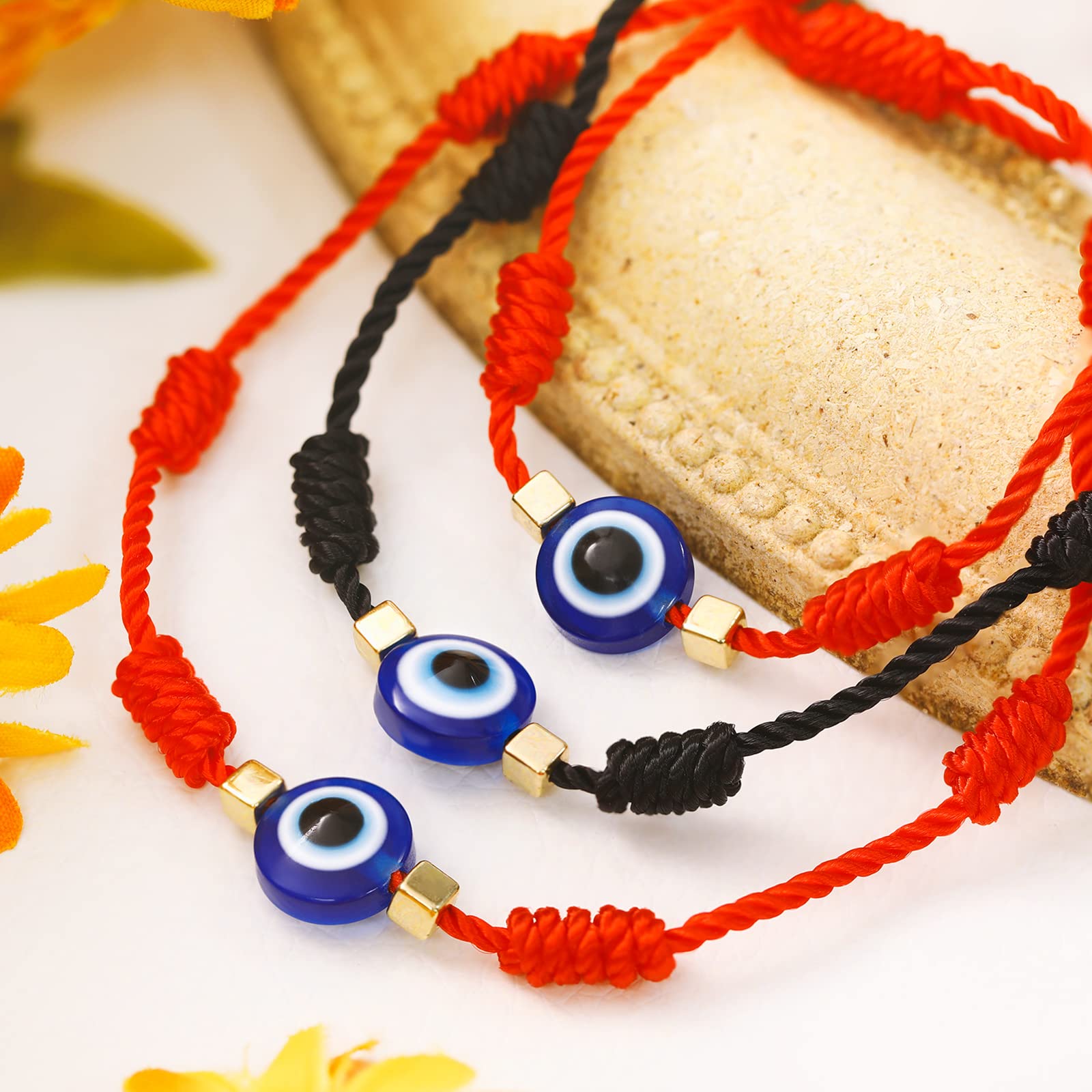 32 Pieces Evil Eye Bracelets Adjustable Evil Eye String Knot Bracelet Good Luck Amulet Bangle Braided Rope Bracelet Evil Eye Charm Strand Bracelet for Women Men(Red, Black, Blue)