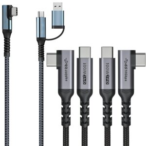 sumpk vr link cable 20ft compatible for oculus quest 2, usb 3.2 type c to c 5gbps high speed data transfer fast charging cord, usb c to usb c cable 100w right angle usb 3.1 cord 90 degree