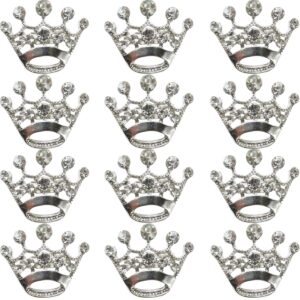 gxxmei 12pcs tiara crown brooch pin wedding party pageant brooch (silver)