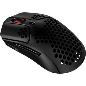 hyperx pulsefire haste – wireless gaming mouse – ultra lightweight, 61g, 100 hour battery life, 2.4ghz wireless, honeycomb shell, hex design, up to 16000 dpi, 6 programmable buttons – black, 4p5d7aa