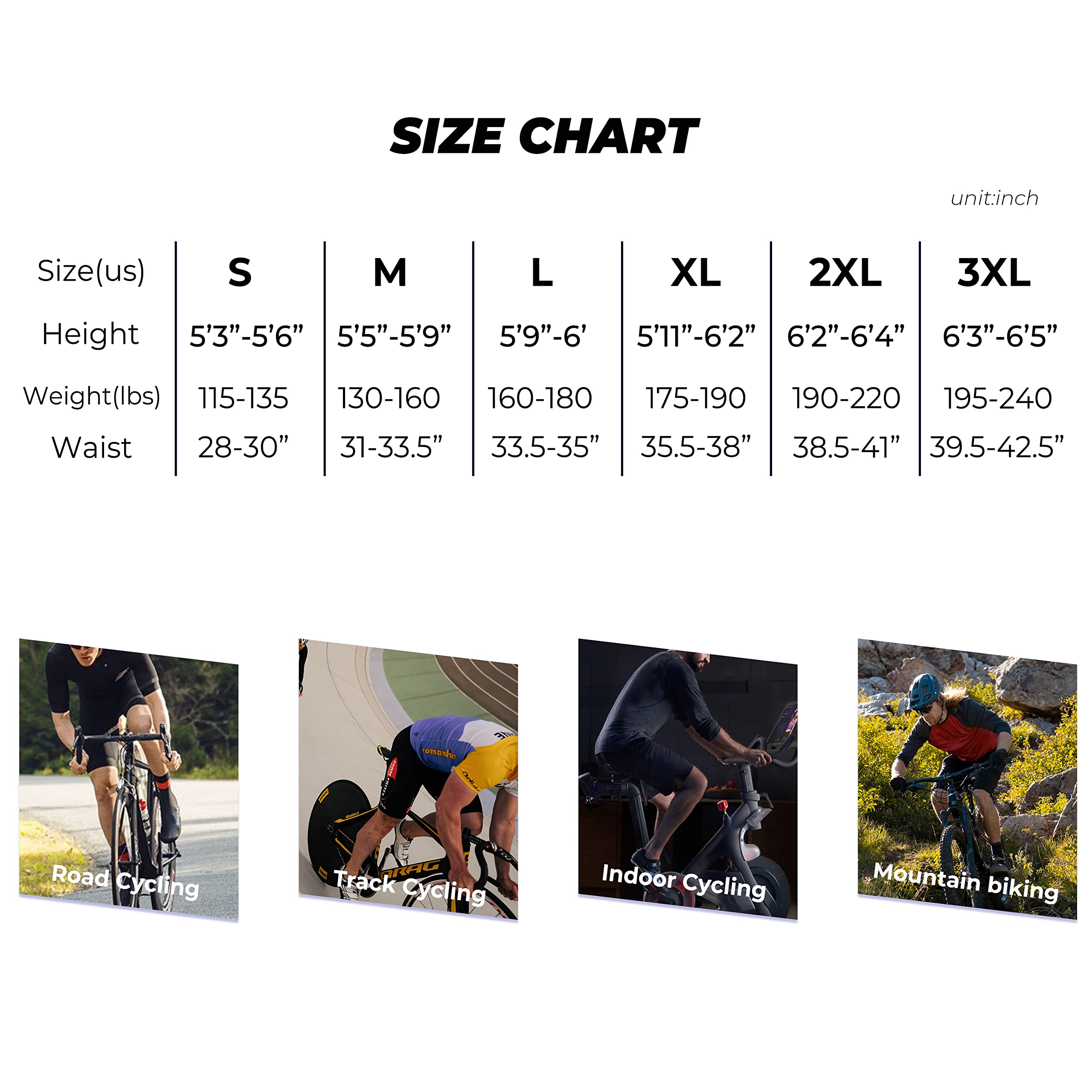 Bike Short Padding Spandex Cycling Pants Padded for Men Moisture Wicking Spinning Biking US XXL White Blue