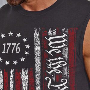 Heralady 4th of July Shirts Mens Muscle Tank Top 1776 Sleeveless Graphic Gym Workout USA Flag Shirt Grey XLarge