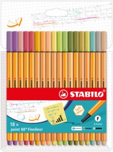 stabilo fineliner point 88 - wallet of 18 - assorted colors