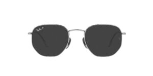 ray-ban rb8148 hexagonal titanium sunglasses, silver/polarized black, 54 mm