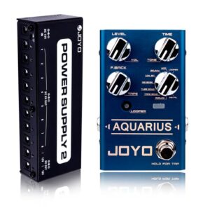 joyo r-07 aquarius digital delay pedal bundle with jp-02 dc 9v 12v 18v pedal power supply