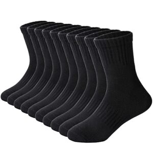 dosmart kids crew athletic socks boys girls classics cotton school uniform childs sports breathable casual socks 10 pairs (9-12 years, 10 pairs black)