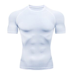 Men Short Sleeves Compression Top Base Layer Undershirt Workout Athletic Shirt Running Sport Dry Fitted Sleeve Purple