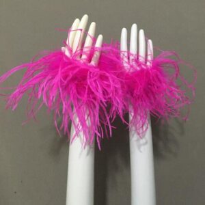 LVCOMEFF Women Ostrich Feather Bracelet Wrist Cuffs Furry for Party Wedding Bride Concert Luxurious (hot pink)…