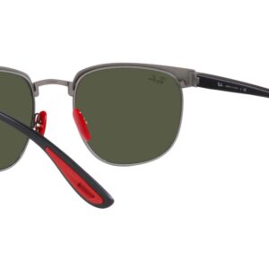 Ray-Ban RB3698M Scuderia Ferrari Collection Square Sunglasses, Matte Black On Matte Gunmetal/Green, 53 mm