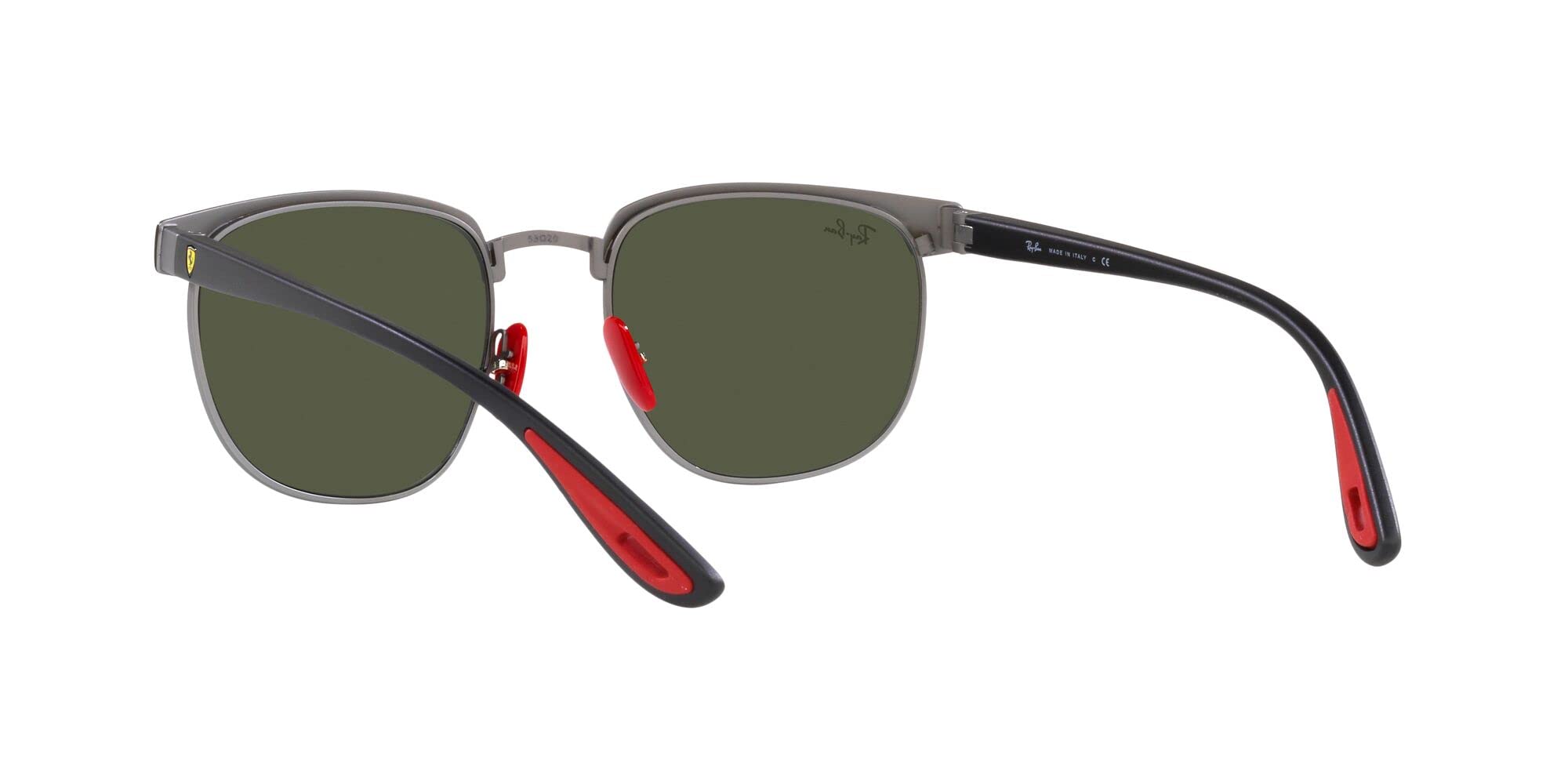 Ray-Ban RB3698M Scuderia Ferrari Collection Square Sunglasses, Matte Black On Matte Gunmetal/Green, 53 mm