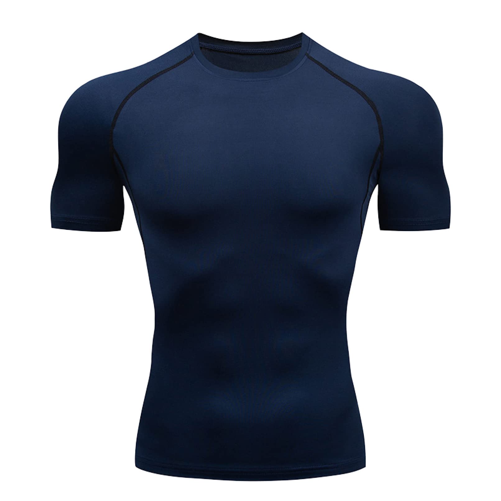 Men Short Sleeves Compression Top Base Layer Undershirt Workout Athletic Shirt Running Sport Dry Fitted Sleeve Purple