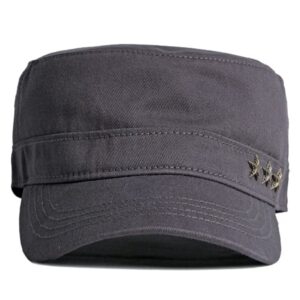 2 Pack Men's Cotton Military Caps Cadet Army Caps Vintage Flat Top Cap (Z-Black/Grey)