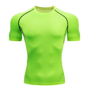 Men Short Sleeves Compression Top Base Layer Undershirt Workout Athletic Shirt Running Sport Dry Fitted Sleeve Purple