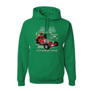 ford t model old school roadster 1923 licensed official mens hoodies, kelly green, x-large