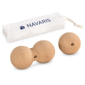 navaris cork massage peanut ball set (2 pieces) - includes cork peanut roller, cork massage ball - rollers for back and muscles