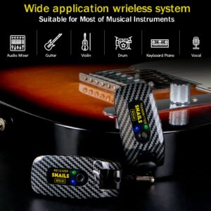 Wireless Guitar Transmitter Receiver with 4 Channels and Over 10 Hours Long Battery Life for Electric Guitar + lotmusic Crunch Distortion Electric Guitar Effects Pedal