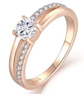 yl solitaire wedding rings for women 925 sterling silver statement rings 18k rose gold cubic zirconia rings for anniversary engagement-size 6