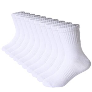 dosmart kids crew athletic socks boys girls classics cotton school uniform childs sports breathable casual socks 10 pairs (9-12 years, 10 pairs white)