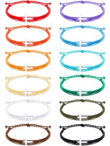 yinkin 12 pcs cross bracelet for women and men cross adjustable nylon rope christian handmade braided bracelet for teens handmade christian jewelry wish bulk cross bracelets(multicolor)