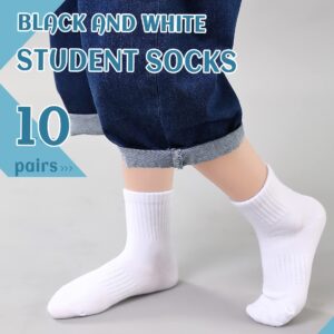 DoSmart Kids Crew Athletic Socks Boys Girls Classics Cotton School Uniform Childs Sports Breathable Casual Socks 10 Pairs (9-12 Years, 10 Pairs White)