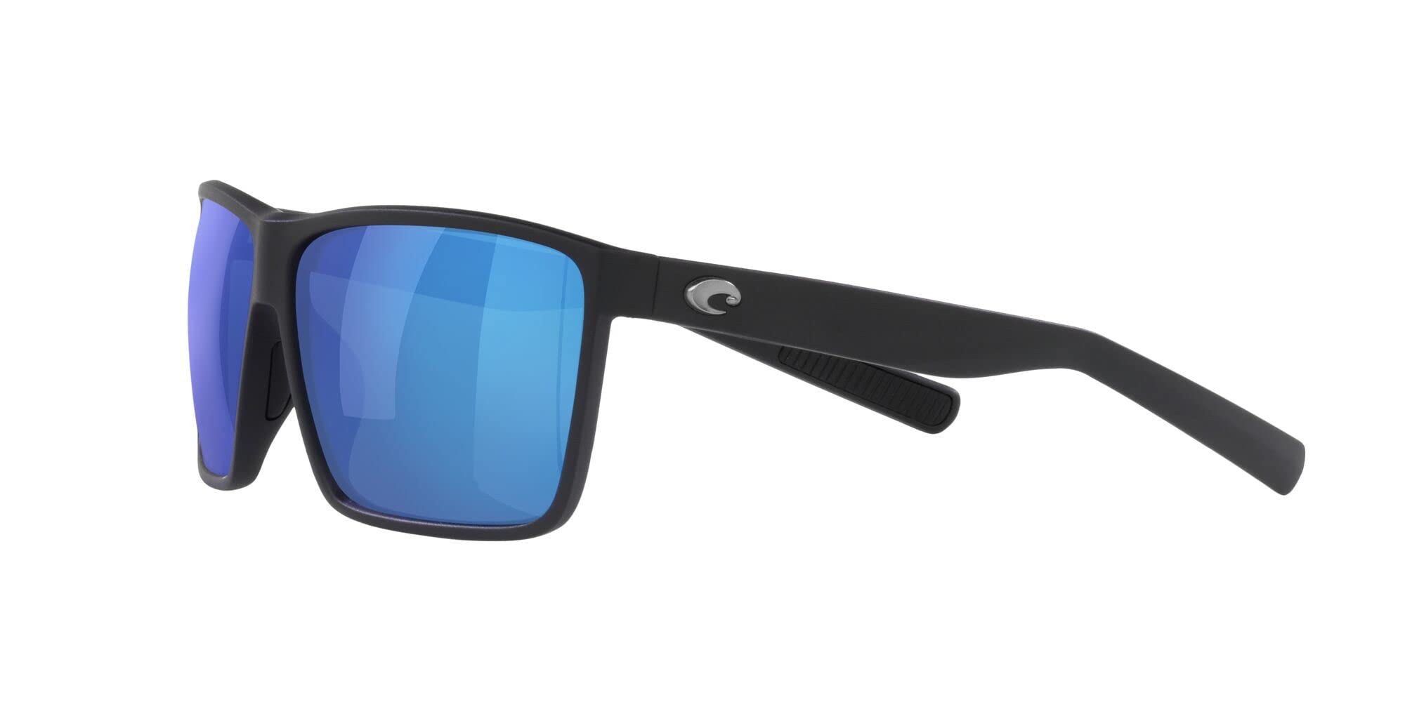 Costa Del Mar Mens Rincon Fishing and Watersports Rectangular Sunglasses, Black/Polarized Blue Mirrored 580G, 63 mm