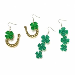 5Pairs St Patrick's Day Earrings Bulk for Women Shamrock Earrings Green Lucky Clover Dangling Earrings Funny Irish Beer Holiday Jewelry Set Gift for Women