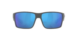 costa del mar mens reefton pro rectangular sunglasses, grey/polarized blue mirrored 580g, 63 mm