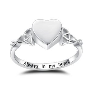 silver cremation ashes urn ring for women always in my heart s925 sterling heart shape memorial keepsake jewelry