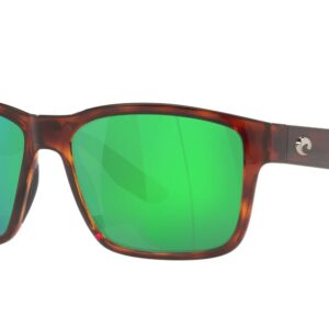 Costa Del Mar Mens Paunch Square Sunglasses, Tortoise/Polarized Green Mirrored 580P, 57 mm