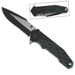 open folding pocket knife 3.5 blade, 4.75 aluminum handle outdoor survival hunting knife by survival steel