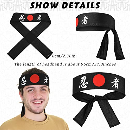 SATINIOR Bushido Hachimaki Headband 2 Pieces Samurai Japanese Headband Sushi Chef Bandana Tie on Costume Headwear for Karate Sports Cooking Kitchen Supply (Dragon, Character)