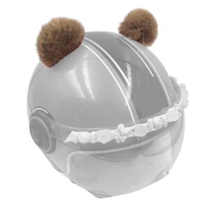 kawaii round bear ears for helmet plush ears adhesive velcro ski helmet accessory for children balance bike helmet decor brown