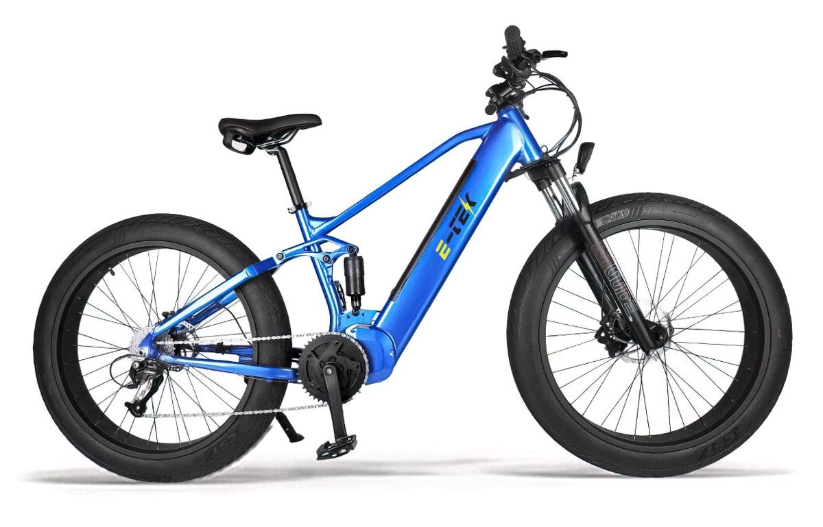 ETEK Peak eBikes for Adults - Bafang MID-Drive 750W Electric Mountain Bikes - 26" CST Fat Tires & Dual Shock Absorber Electric Bike with 48V 14Ah Battery - 9 Speed Bicycle - APT 860C LCD