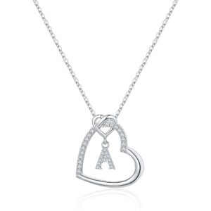 iefrich initial necklaces for women - girls gifts heart necklace sterling silver necklace initial necklaces for women necklaces for girls jewelry for teen girl gifts initial necklace-a