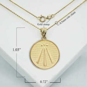 14k Yellow Gold Celtic Symbol Awen Three Rays Of Light in Solid Gold Charm Pendant