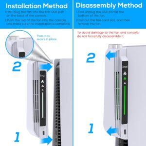 Upgraded Cooling Fan Accessories for PS5, YUANHOT Cooling System Cooler Fan for PS5 Disc and Digital Edition - White