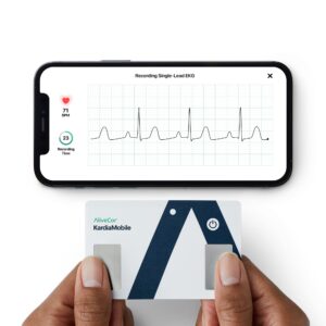 kardiamobile card wallet-sized personal ekg device - record single-lead ekgs on the go and detect irregular heartbeats - by alivecor