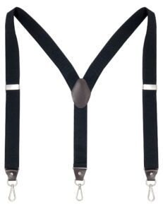 men's suspenders with swivel hooks and elastic straps y-back, for heavy duty, big and tall (black)