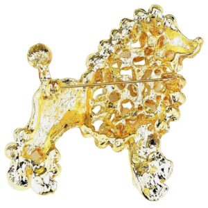 Divine Nine Depot Sparkling Pretty Poodle Faux Pearl and Crystal Rhoyal Brooch (Gold Tone) 2.25 inches D9D852 0